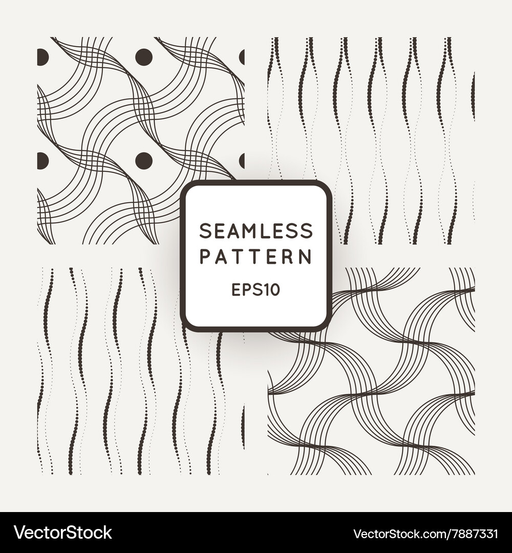 Set of seamless pattern of wavy lines Royalty Free Vector