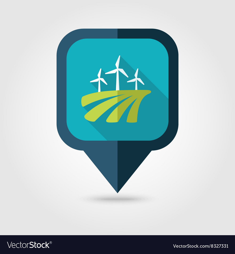 Windmill field flat pin map icon pointer Vector Image