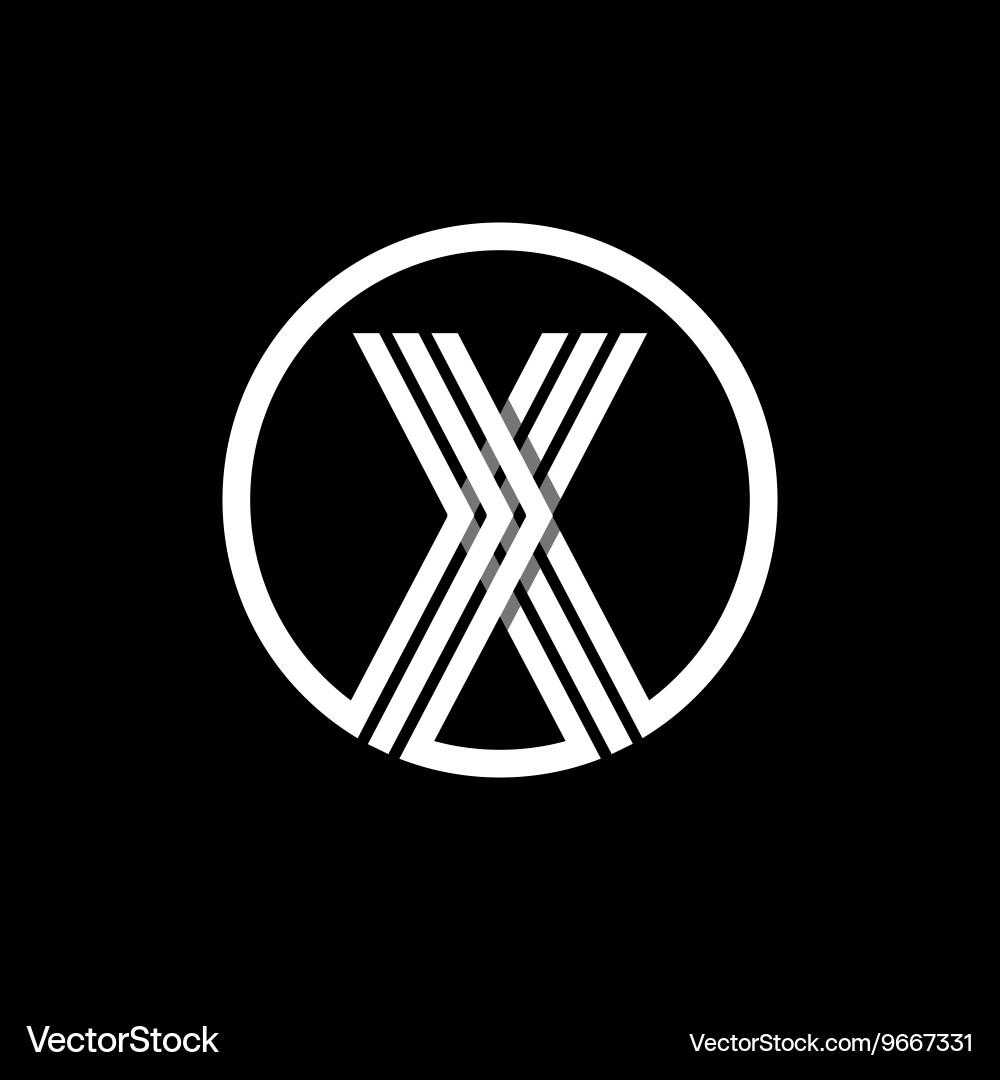 X capital letter three white stripes enclosed Vector Image