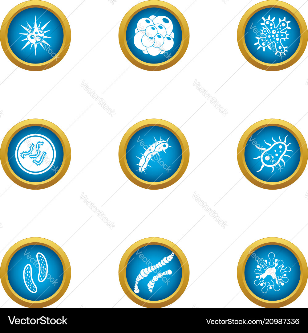 Attack of the microbe icons set flat style Vector Image