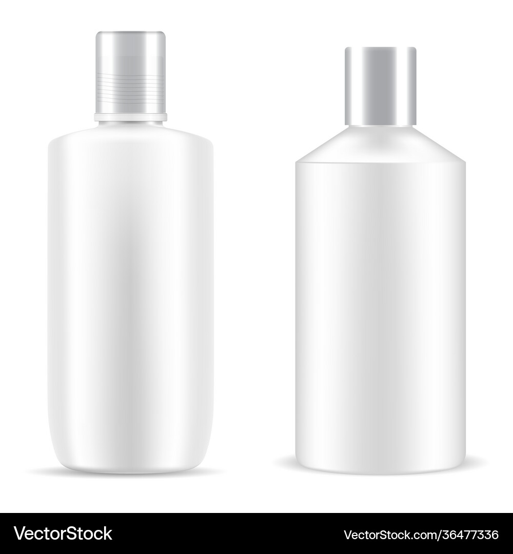 Bottle shampoo cosmetic white package mockup gel Vector Image