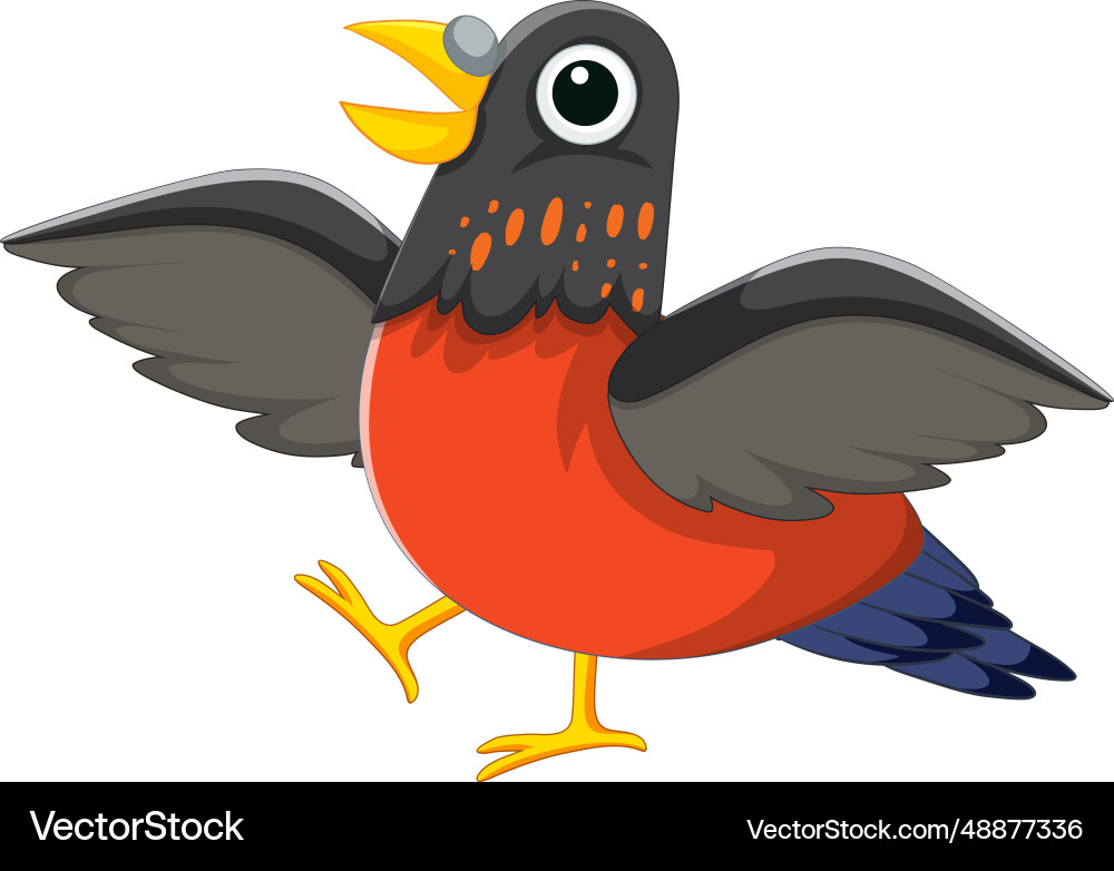 Cute bird cartoon character walking isolated Vector Image