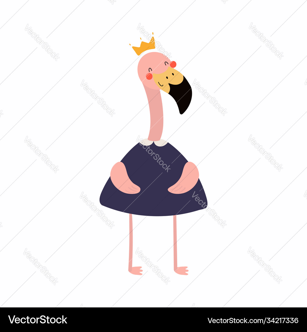 Cute flamingo princess Royalty Free Vector Image