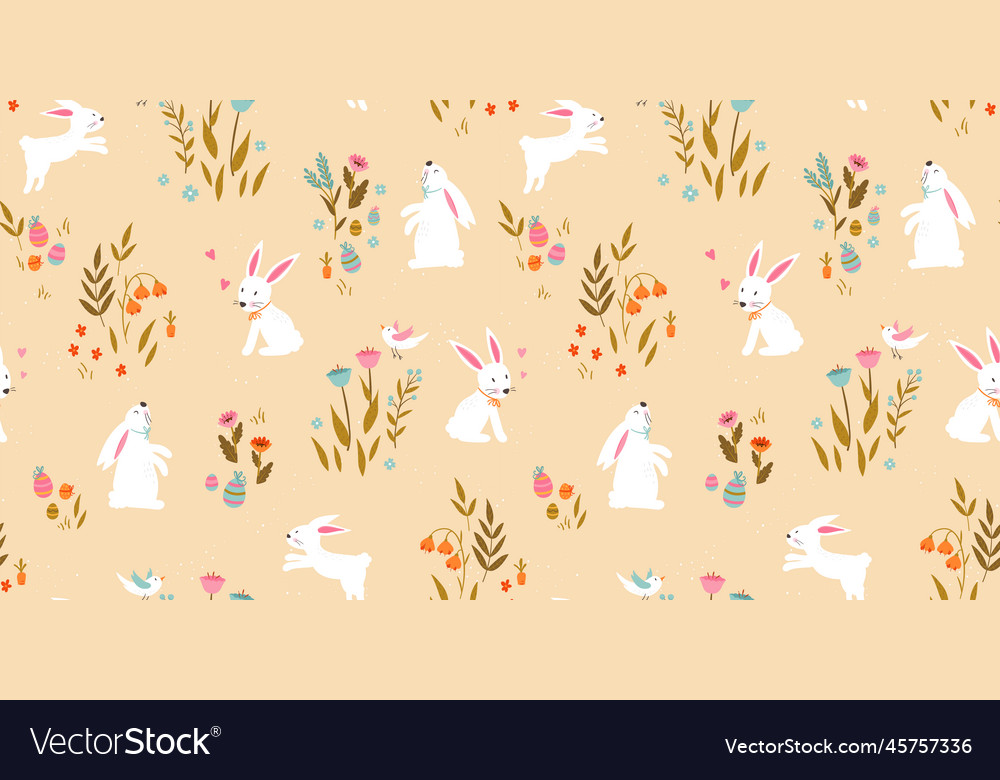 Cute hand drawn easter seamless pattern Royalty Free Vector