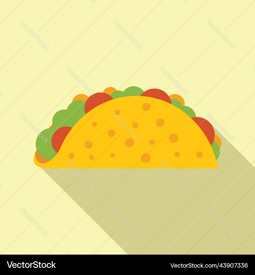 Cute taco icon flat mexican food Royalty Free Vector Image