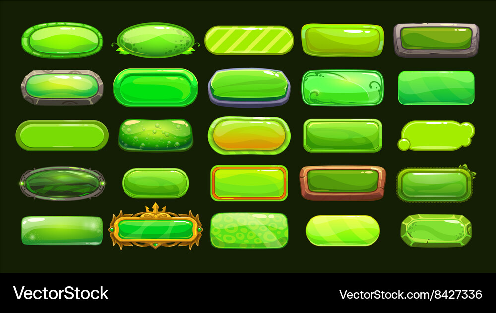 Funny cartoon green long horizontal buttons Vector Image