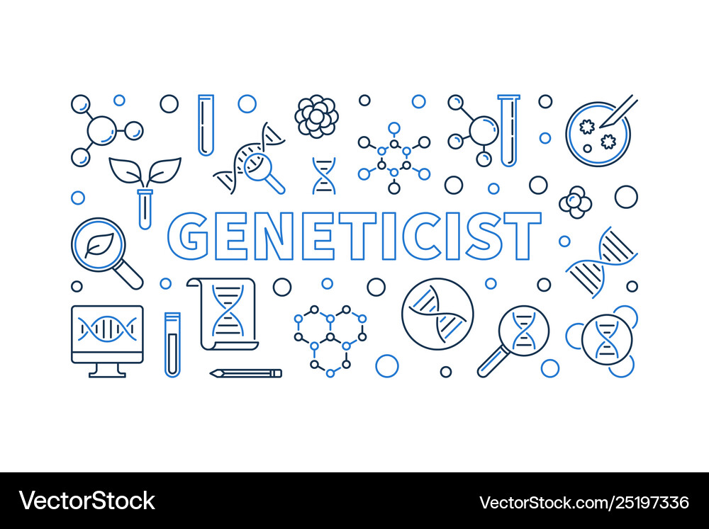 Geneticist in outline style Royalty Free Vector Image