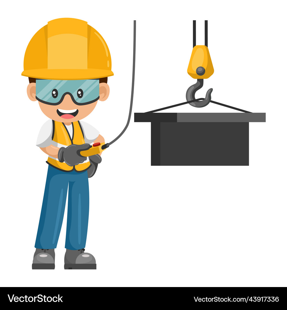 Industrial construction worker using an overhead Vector Image