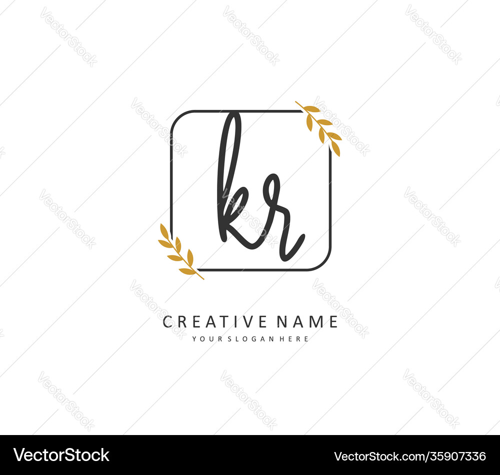 Kr initial letter handwriting and signature logo Vector Image