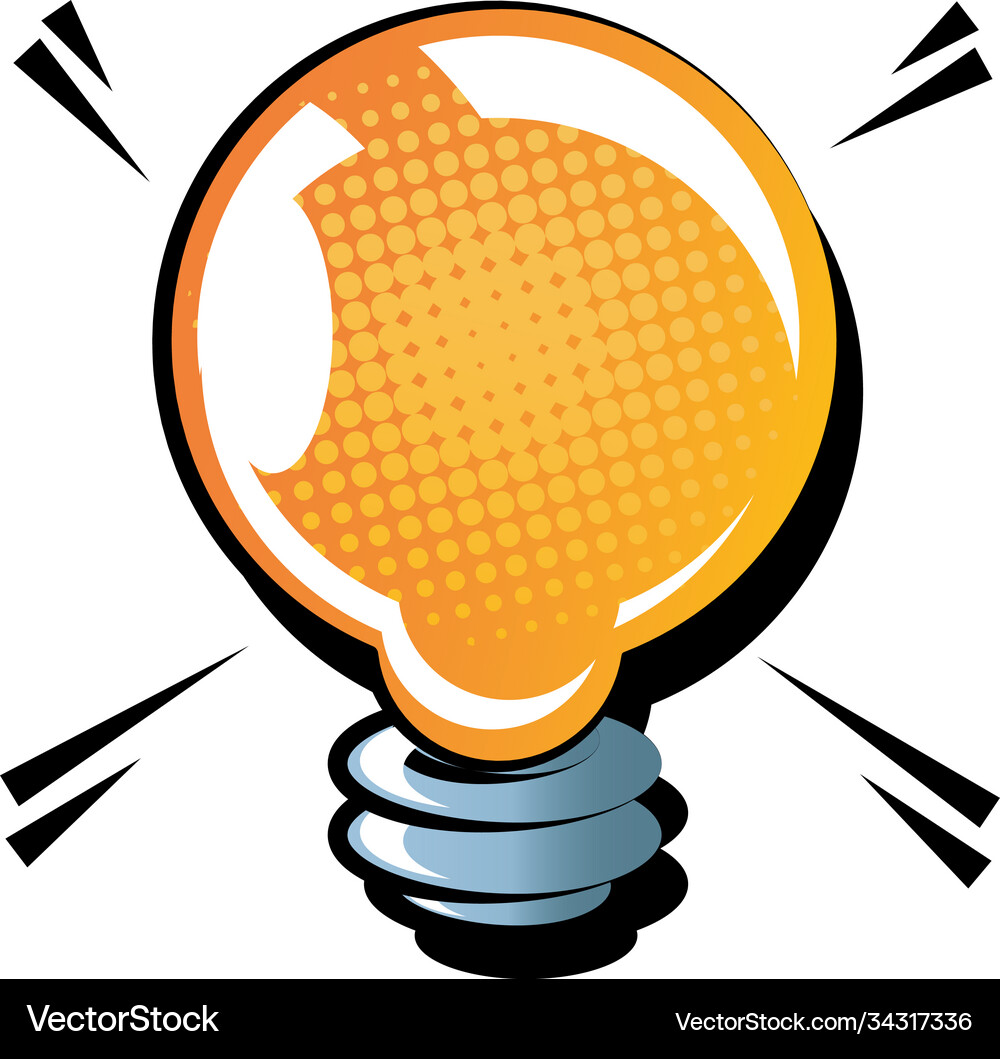 Light bulb in pop art style on white background Vector Image