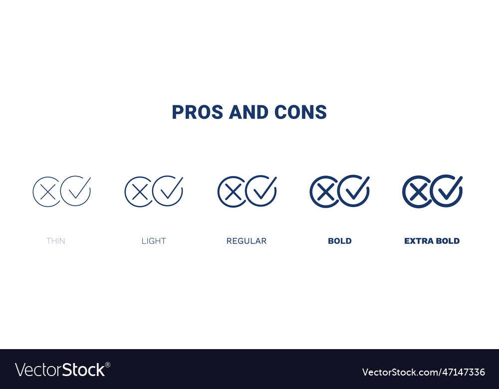 Pros and cons icon thin light regular bold black Vector Image