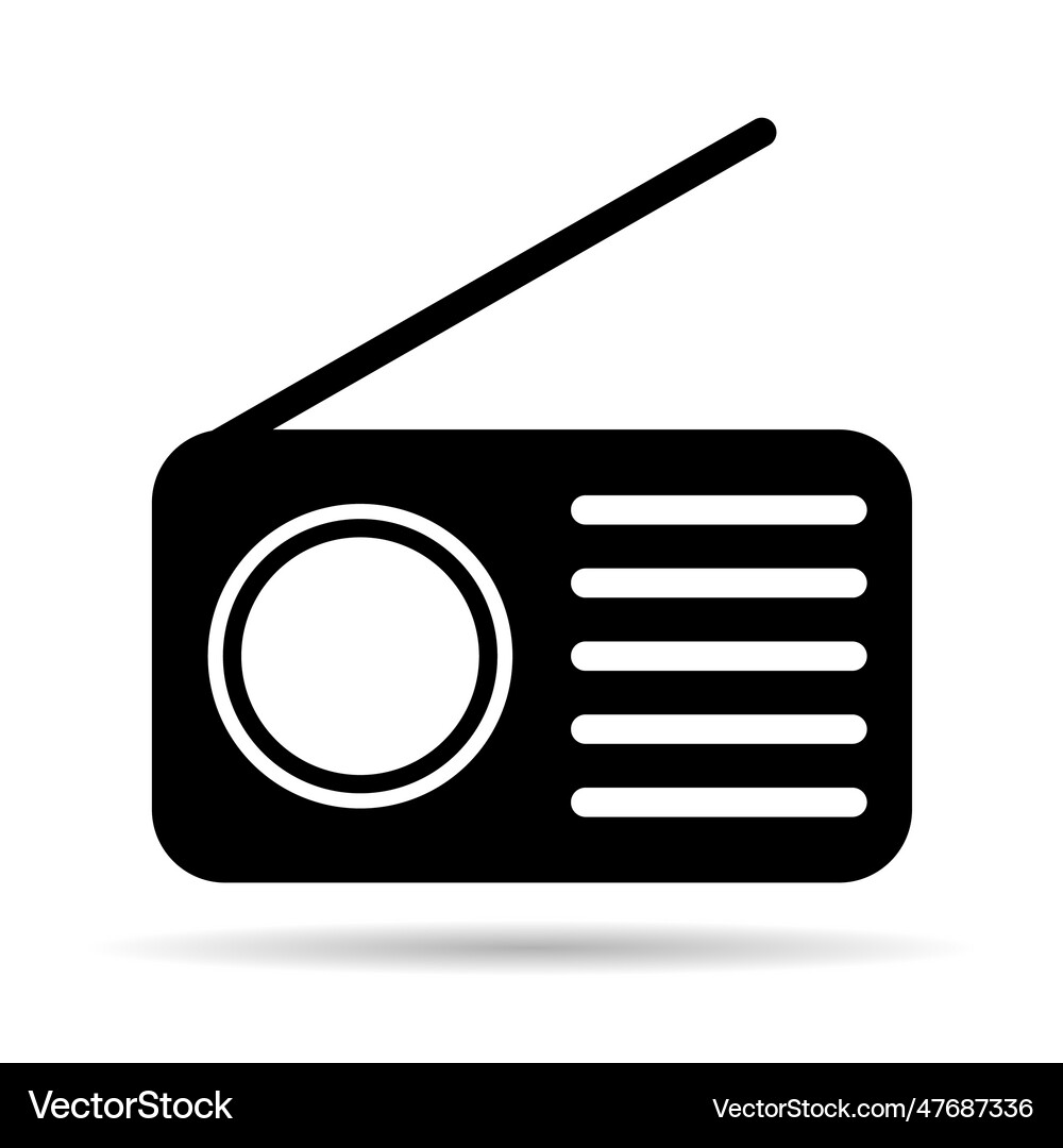 Retro radio station icon shadow flat isolated Vector Image