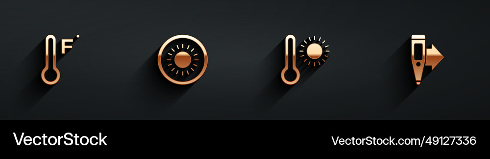 Set meteorology thermometer sun and digital icon Vector Image