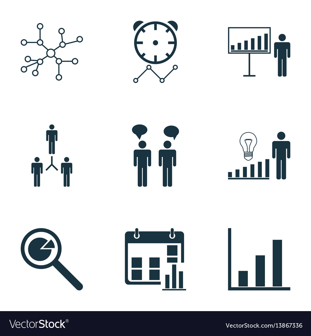 Set of 9 administration icons includes group Vector Image
