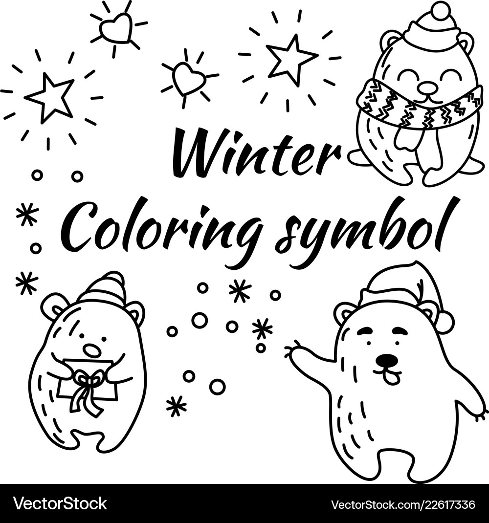 Set of doodle bears in Royalty Free Vector Image