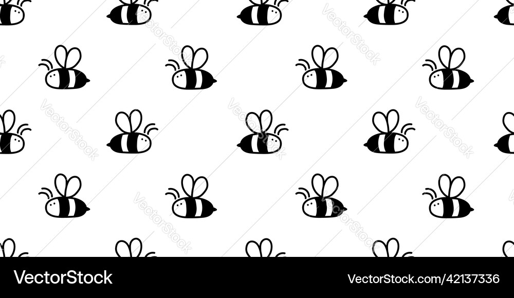 Small cute honey bee hand drawn seamless Vector Image