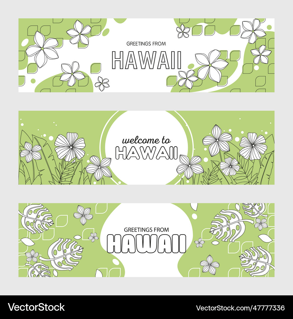 Trendy hawaiian greeting flyers Royalty Free Vector Image