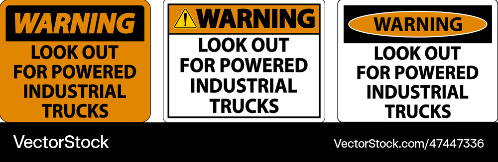 Warning look out for trucks sign on white Vector Image