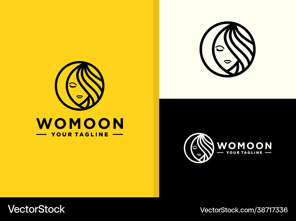 Women and moon logo Royalty Free Vector Image - VectorStock