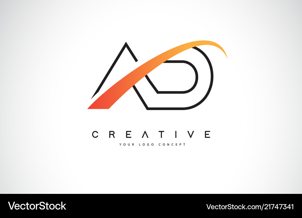 Ad a d swoosh letter logo design with modern Vector Image