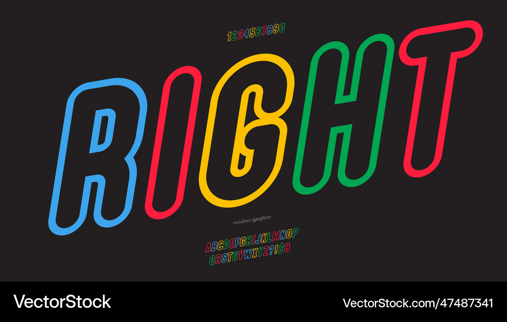 Color font bold line style trendy Royalty Free Vector Image