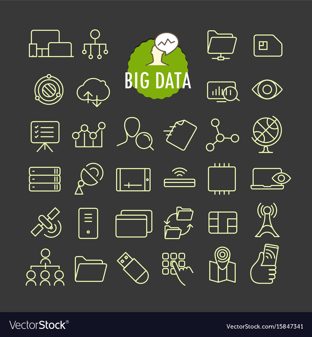 Different big data icons collection web and Vector Image