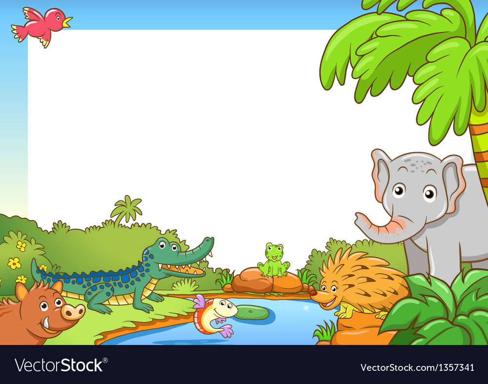 Frame with cute animals Royalty Free Vector Image