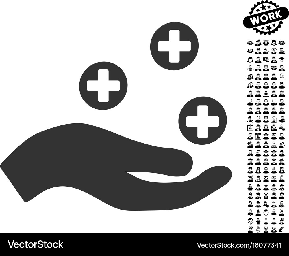 Hand offer medicine icon with work bonus Vector Image