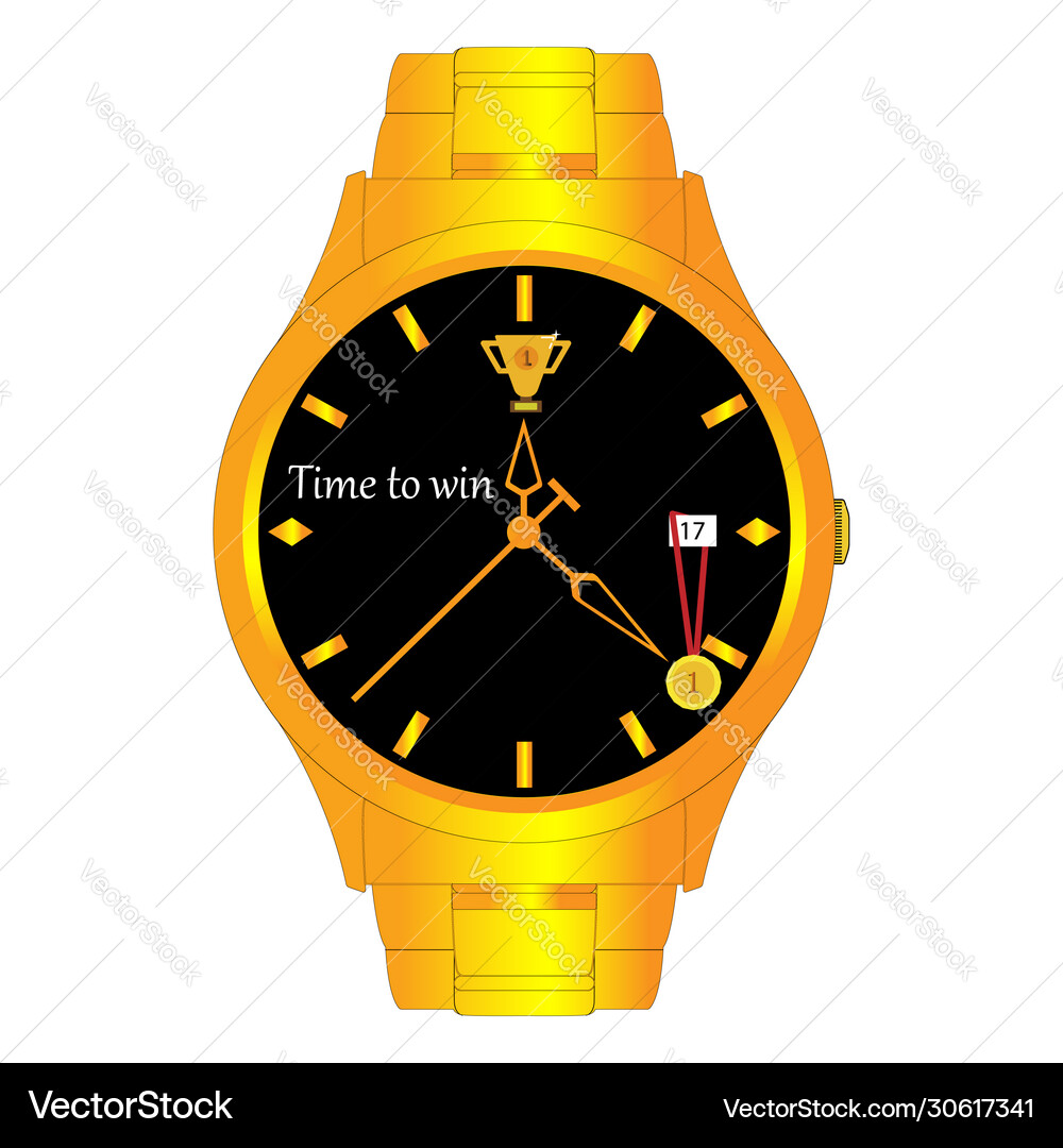 Hand watch with arrows -gold wrist Royalty Free Vector Image