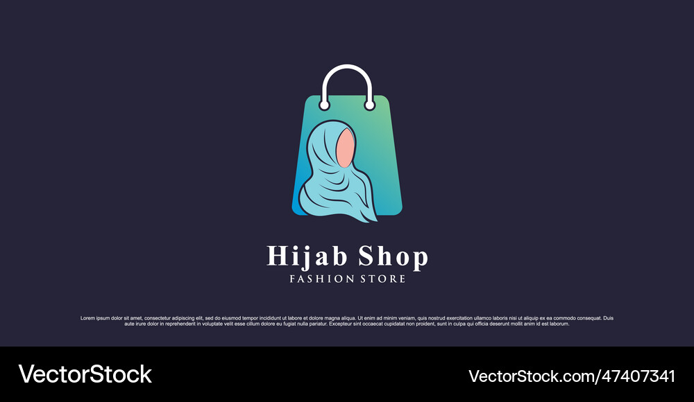 Hijab shop logo design template with bag icon Vector Image