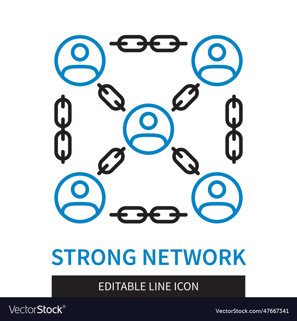 Strong network editable line icon Royalty Free Vector Image