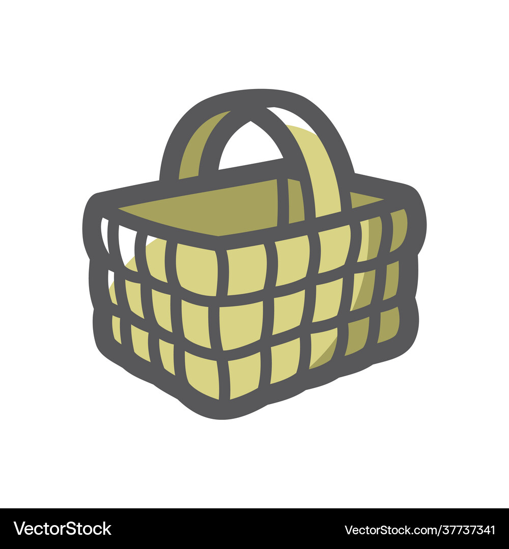 Wicker basket rustic icon cartoon Royalty Free Vector Image