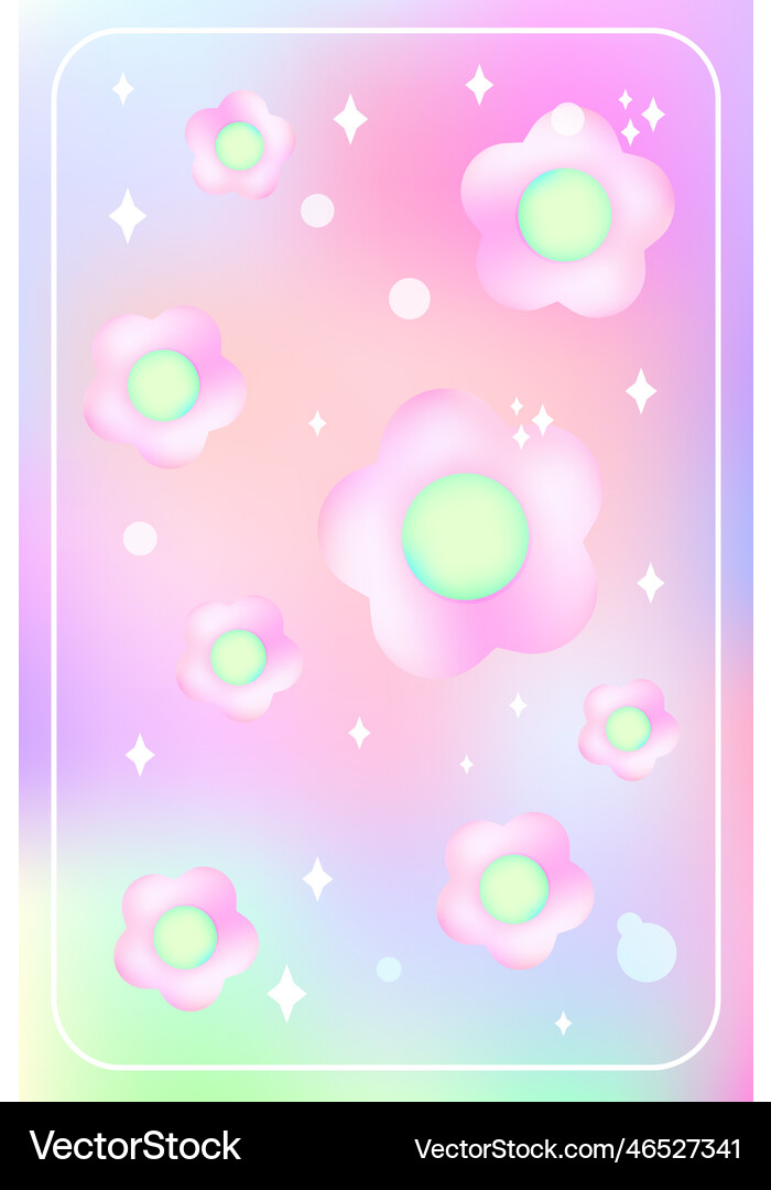 Y2k flower blurred gradient card holographic Vector Image