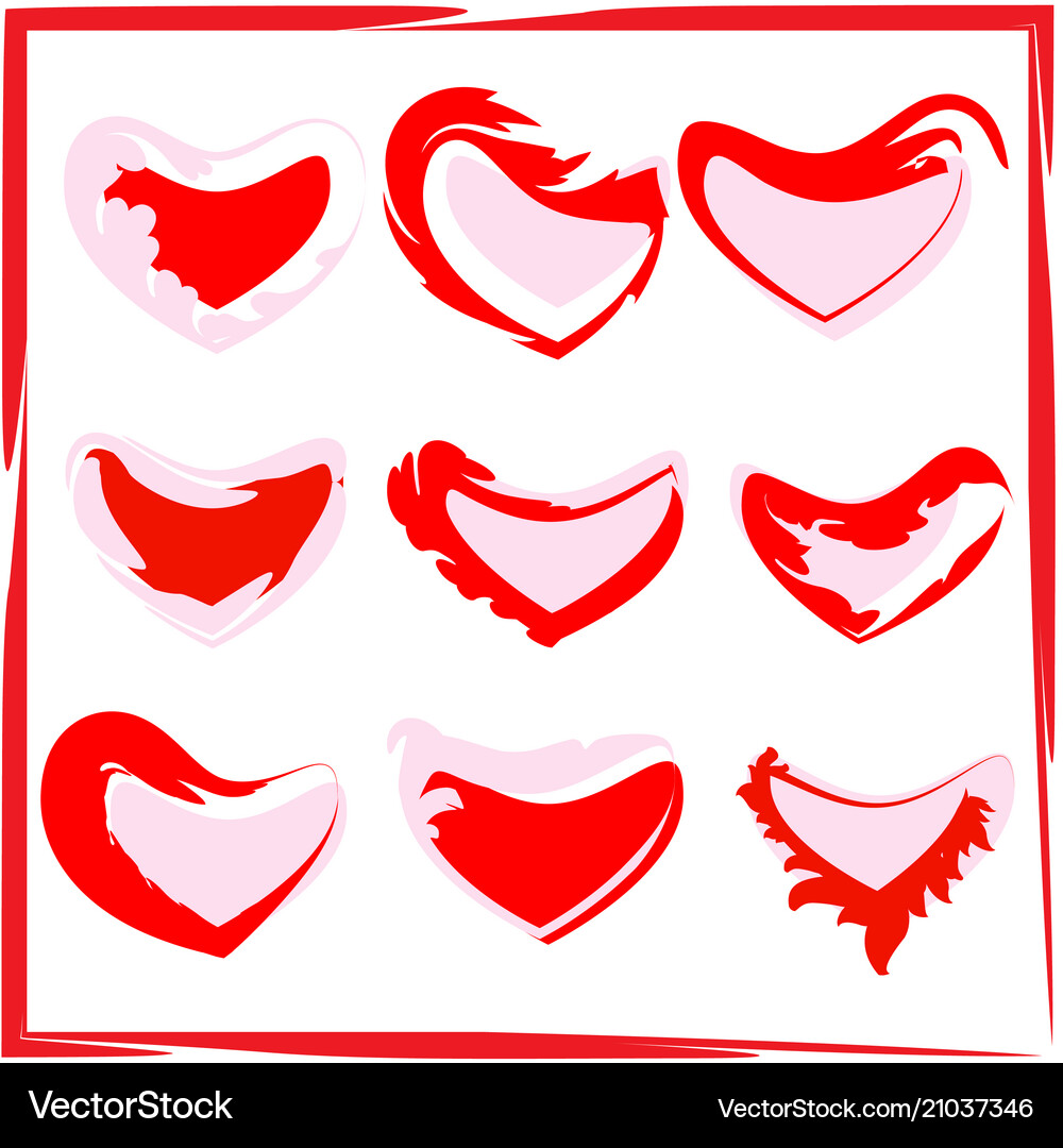 A set of painted hearts Royalty Free Vector Image