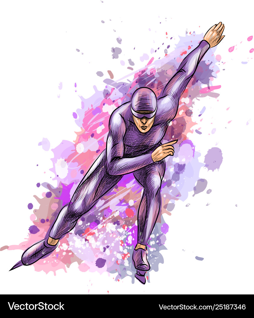 Abstract speed skaters from splash watercolors Vector Image