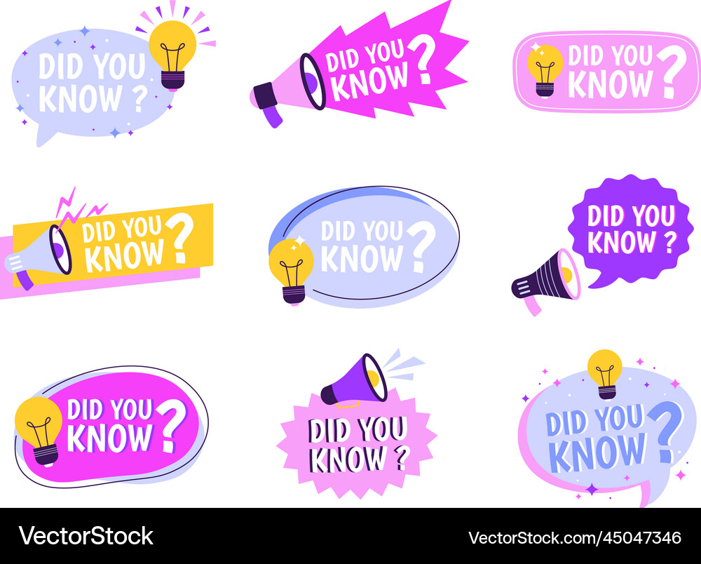 Balloon ask about facts did you know labels Vector Image