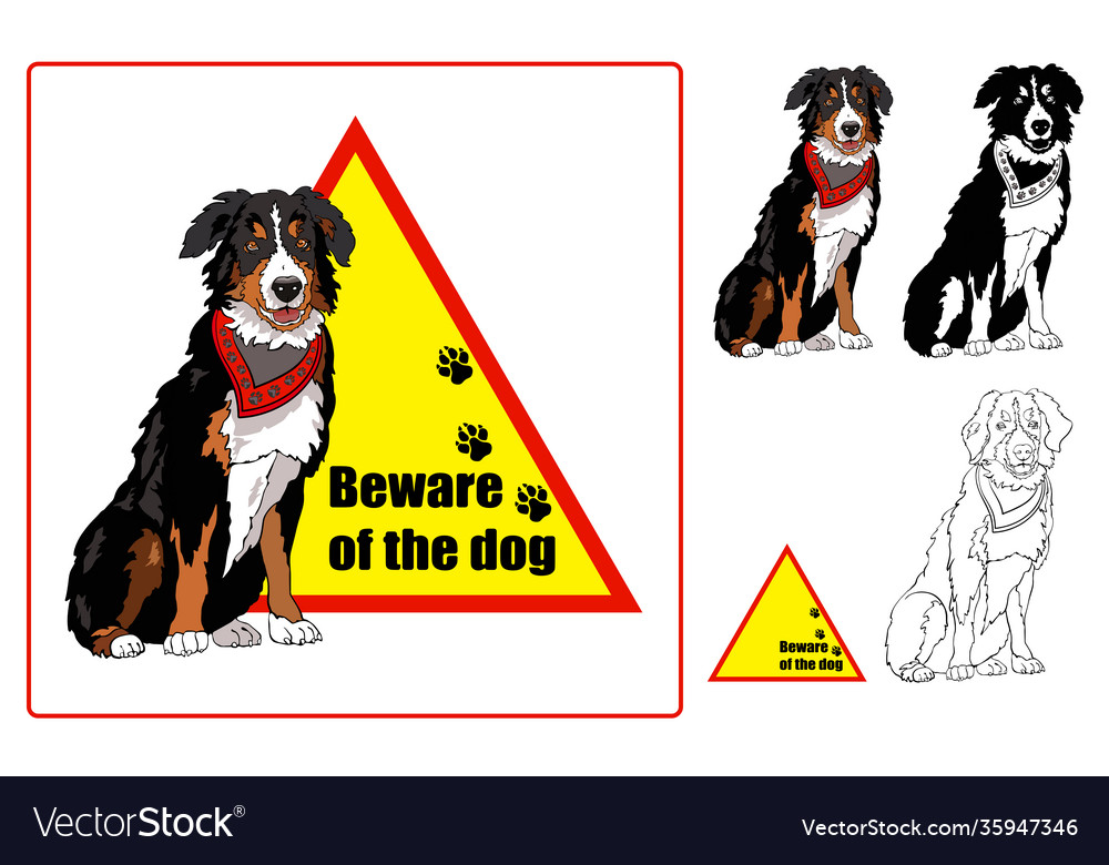 Beware dog sign guard caution Royalty Free Vector Image Beware dog sign guard caution Royalty Free Vector Image