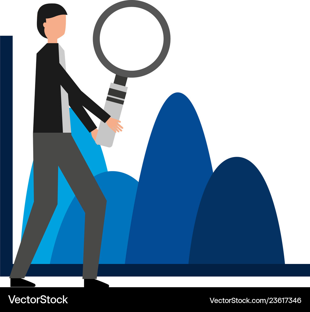 Businessman with magnifying glass Royalty Free Vector Image