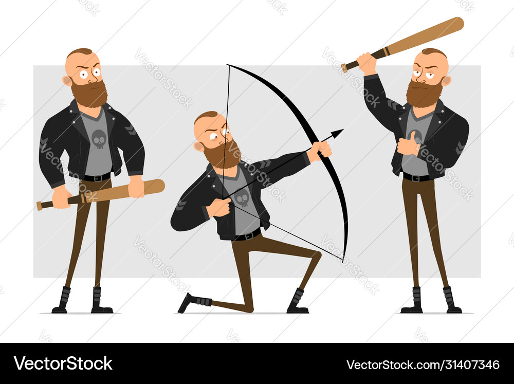 Cartoon punk hooligan boy character set Royalty Free Vector
