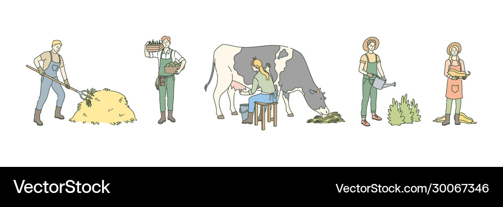 Farming rural life agriculture set concept Vector Image