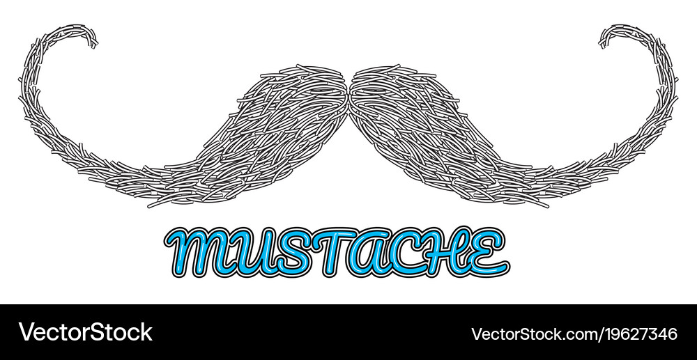 Hand drawn mustache logo Royalty Free Vector Image