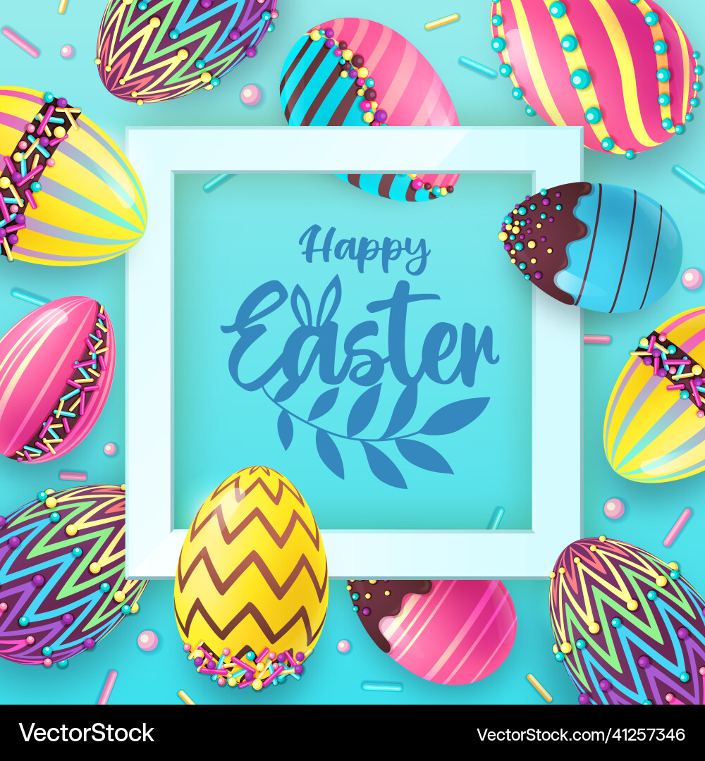 Holiday easter background with easter eggs Vector Image