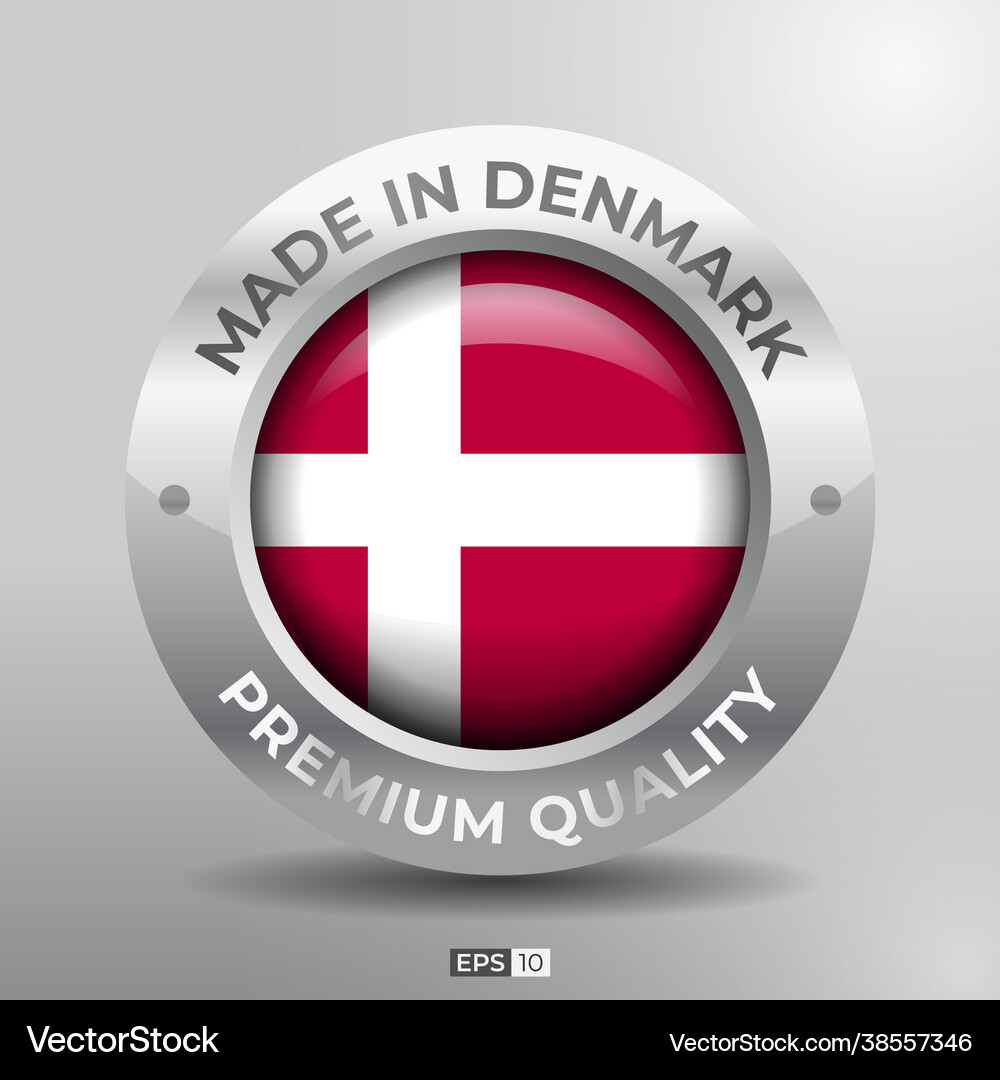 Made in denmark label logo stamp round flag Vector Image