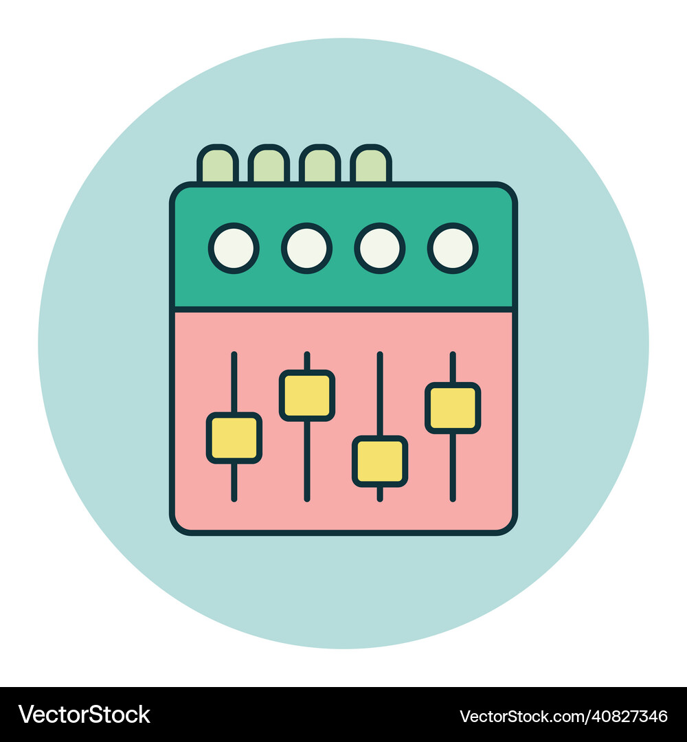 Mixing console color icon graph symbol for music Vector Image