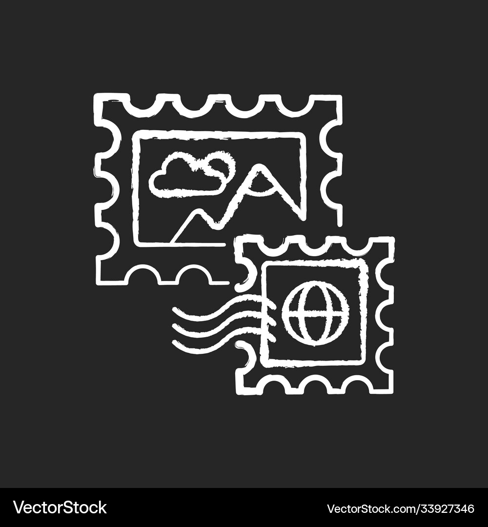Postage stamps chalk white icon on black Vector Image