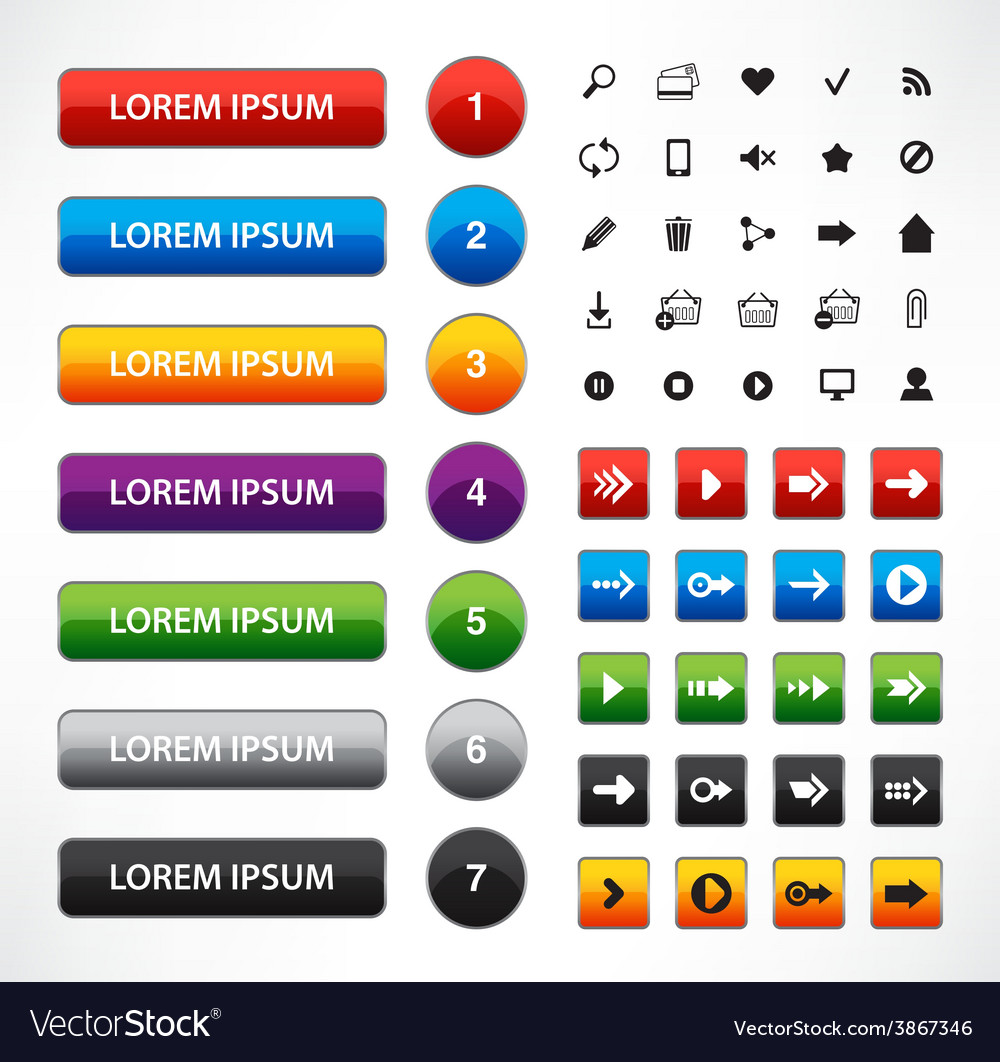Set of web colorful buttons Royalty Free Vector Image