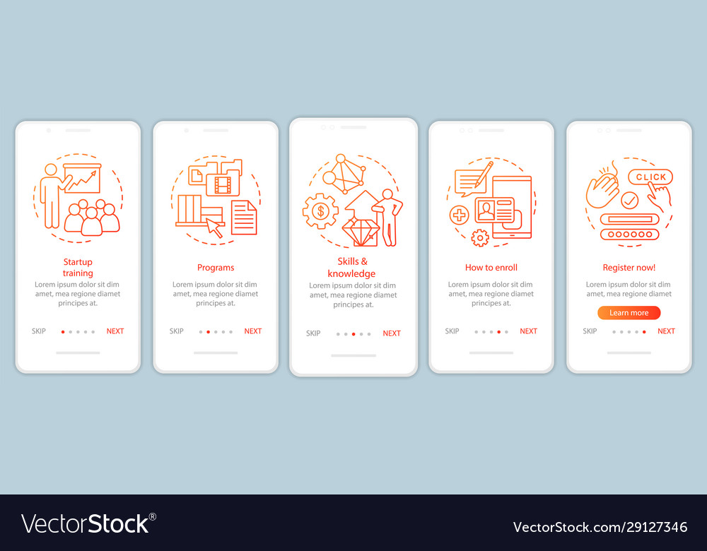 Startup education onboarding mobile app page Vector Image
