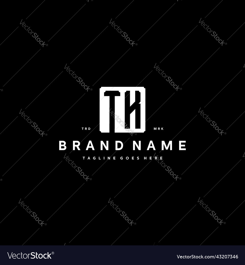 Tk monogram logo design with square rectangular Vector Image