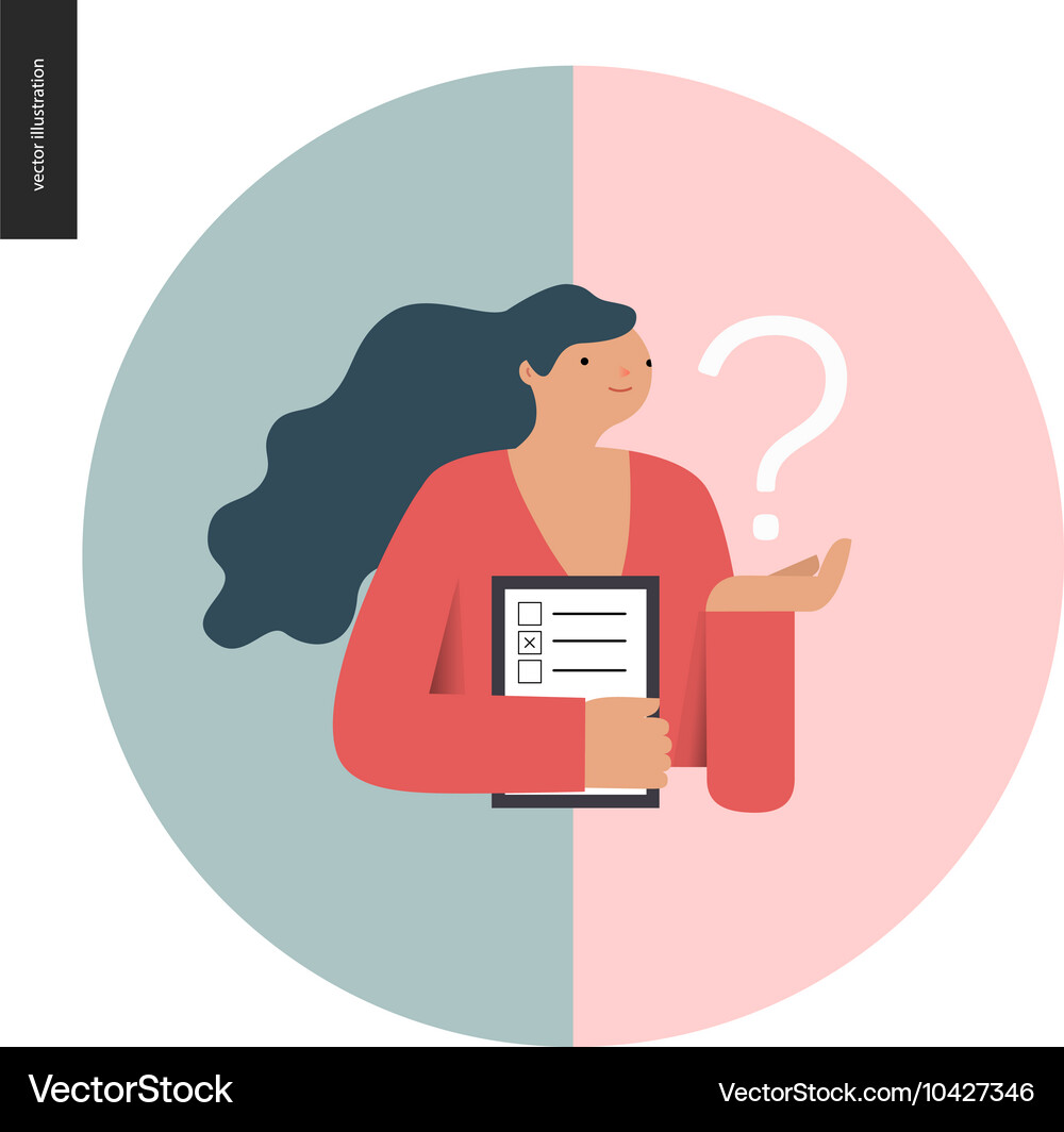 Woman Holding Questionnaire Sign Royalty Free Vector Image