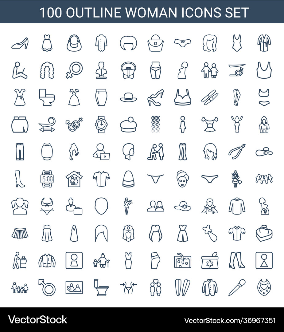 100 woman icons Royalty Free Vector Image - VectorStock